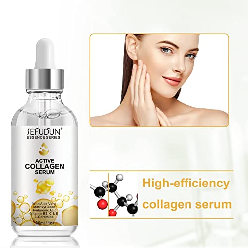 Active Collagen Serum - Natural & Organic Anti-Aging Collagen Serum for Face Improves Elasticity, Evens Skin Tone, Lifts, Firms & Smooths Skin - Collagen Facial Serum for All Skin - 1 oz