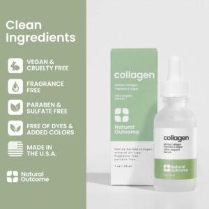 Collagen Serum For Face by Natural Outcome Skin Care - Ultra Impact Marine Collagen Peptides Serum for Face - Facial Moisturizer Anti Aging Serum Gel for Firming, Lifting and Reducing Wrinkles, 1 oz