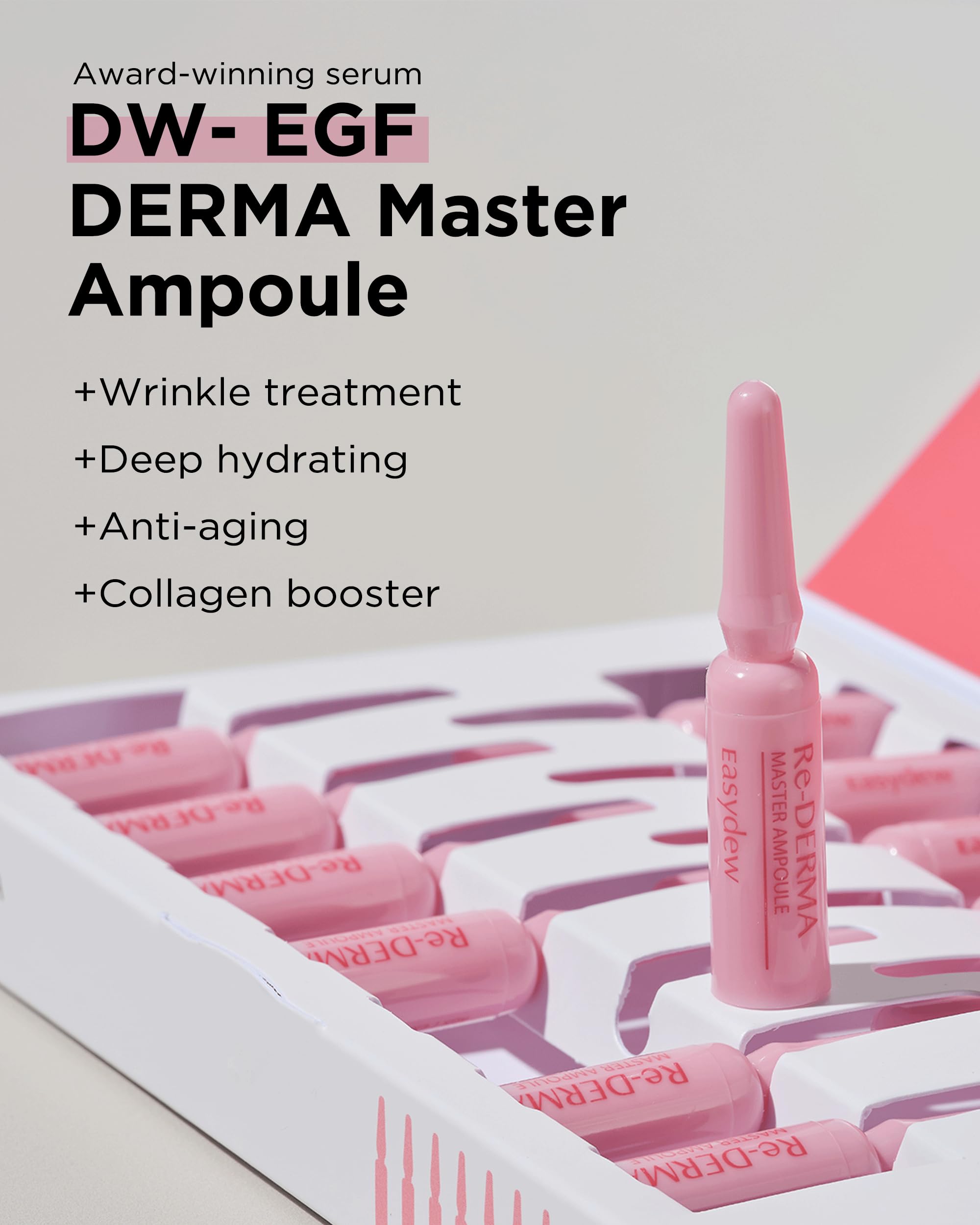 Easydew Re-DERMA Master Ampoule Award-Winning Anti Aging EGF Serum for Face/Neck/Eyes-14 Vials…