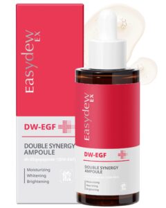 easydew dw-egf double synergy ampoule - intensive moisturizing face serum with hyaluronic acid, ceramide, bakuchiol - firming, moisture glow skin for rough skin - for all skin types, 1.69 fl.oz.