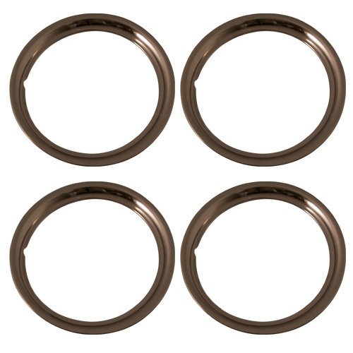 Set of 4 NEW Chrome Plated Steel 16 Inch Beauty Trim Rings with Metal Clip Retention System - Part #: 1516C