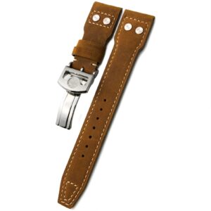 ilazi 20mm 21mm 22mm rivet calfskin watch band fit for iwc watch big iw5009 spitfire iw3777 le petit prince mark strap (color : crazy horse leather, size : 22mm)