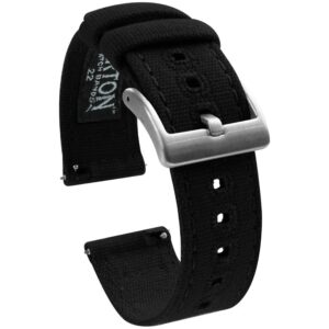 barton watch bands quick release canvas watch band straps, black, 22mm