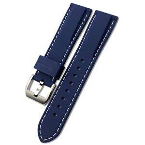 gc guan chao 20mm 22mm 19mm 21mm soft rubber silicone watchband fit for iwc le petit prince pilot's watches top gun mark18 iw3777 iw3270 iw5009 watch strap (blue white line, 22mm)