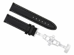 ewatchparts 20mm smooth leather watch band strap bracelet deployment clasp compatible with iwc black ws