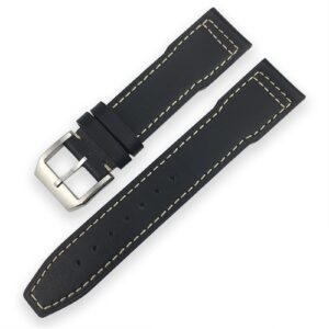 kfaa 20mm 21mm watch strap watchbands for iwc chronograph mark spitfire watch accessories portuguese bracelete (color : black white line, size : 21mm)