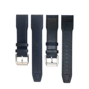 AEMALL 21mm 20mm Nylon Calfskin Black Blue Green Watch strap Fit for IWC IW377714 MARK18 PILOT STOP GUN Leather Watchbands (Color : Green pin, Size : 21mm silver clasp)