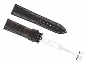 ewatchparts 20mm leather watch band strap for iwc portuguese deployment clasp dark brown ws