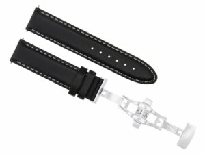 ewatchparts 18mm leather watch band smooth waterproof strap compatible with iwc butterfly clasp black ws