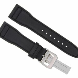 Ewatchparts 22MM LEATHER WATCH STRAP BAND DEPLOY CLASP COMPATIBLE WITH IWC PILOT PORTUGUESE WATCH BLACK