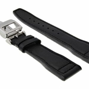 Ewatchparts 22MM LEATHER WATCH STRAP BAND DEPLOY CLASP COMPATIBLE WITH IWC PILOT PORTUGUESE WATCH BLACK