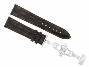 ewatchparts 19mm leather strap band deployment clasp compatible with iwc portuguese watch dark brown os