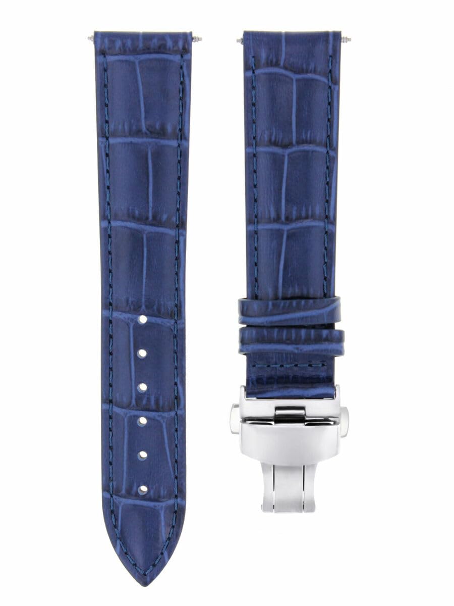 Ewatchparts 18MM BLUE LEATHER WATCH BAND STRAP DEPLOYMENT BUCKLE CLASP BRACELET COMPATIBLE WITH IWC 2B