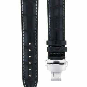 Ewatchparts 22MM BLACK LEATHER WATCH STRAP BAND DEPLOYMENT CLASP COMPATIBLE WITH IWC PILOT PORTUUESE