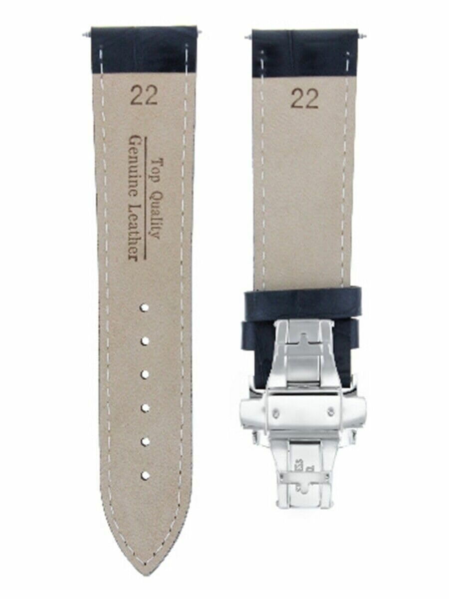 Ewatchparts 22MM BLACK LEATHER WATCH STRAP BAND DEPLOYMENT CLASP COMPATIBLE WITH IWC PILOT PORTUUESE