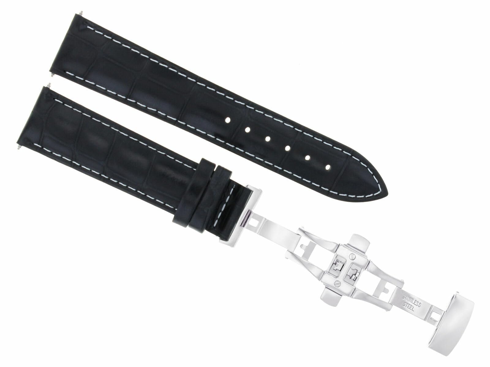 Ewatchparts 18MM BLACK WATCH LEATHER STRAP COMPATIBLE WITH IWC PILOT PORTUGUESE + DEPLOYMENT CLASP WS