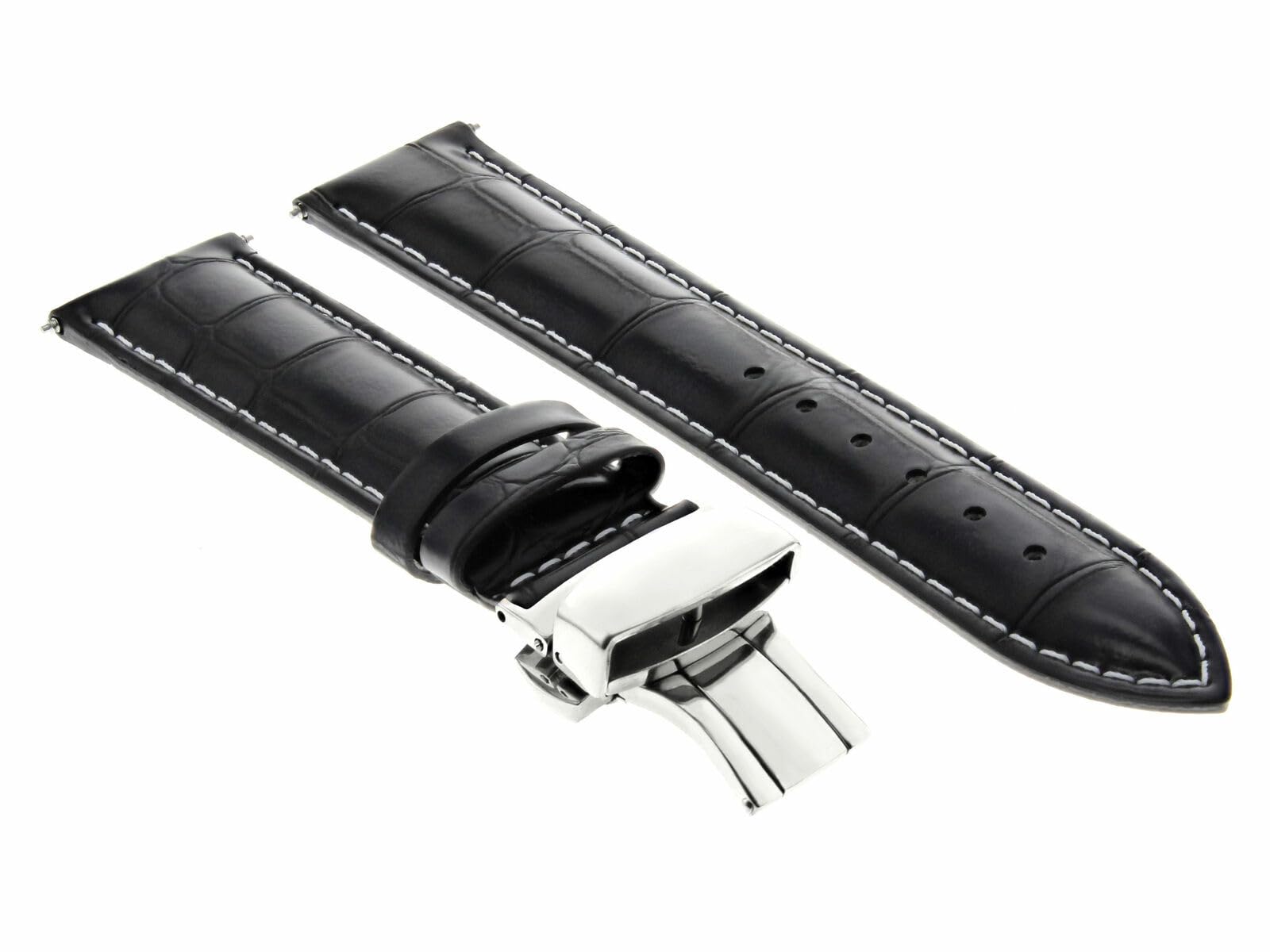 Ewatchparts 18MM BLACK WATCH LEATHER STRAP COMPATIBLE WITH IWC PILOT PORTUGUESE + DEPLOYMENT CLASP WS