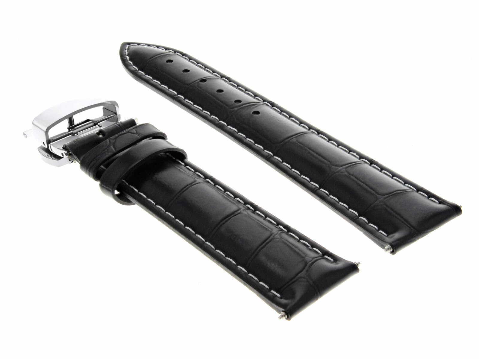 Ewatchparts 18MM BLACK WATCH LEATHER STRAP COMPATIBLE WITH IWC PILOT PORTUGUESE + DEPLOYMENT CLASP WS