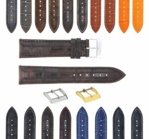 ewatchparts 17-24mm genuine leather strap watch band for iwc pilot portuguese