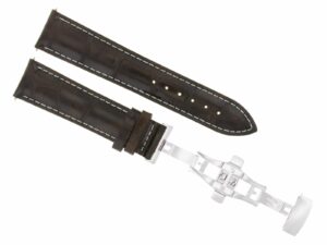 ewatchparts 18mm leather watch strap band compatible with iwc pilot portugues deploy clasp d/brown ws