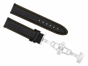 ewatchparts 20mm smooth leather watch band strap deployment buckle clasp compatible with iwc black os