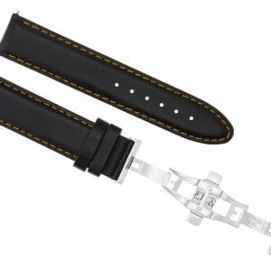 Ewatchparts 20MM SMOOTH LEATHER WATCH BAND STRAP DEPLOYMENT BUCKLE CLASP COMPATIBLE WITH IWC BLACK OS