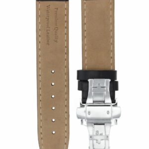 Ewatchparts 20MM SMOOTH LEATHER WATCH BAND STRAP DEPLOYMENT BUCKLE CLASP COMPATIBLE WITH IWC BLACK OS