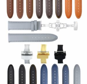 ewatchparts 18-19-20-22-24mm leather band strap smooth compatible with iwc pilot portuguese