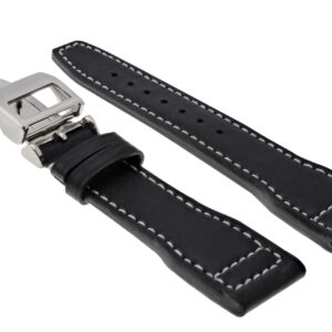 Ewatchparts 23MM LEATHER WATCH STRAP BAND COMPATIBLE WITH IWC PORTUGUESE PILOT AQUATIMER CLASP BLACK WS