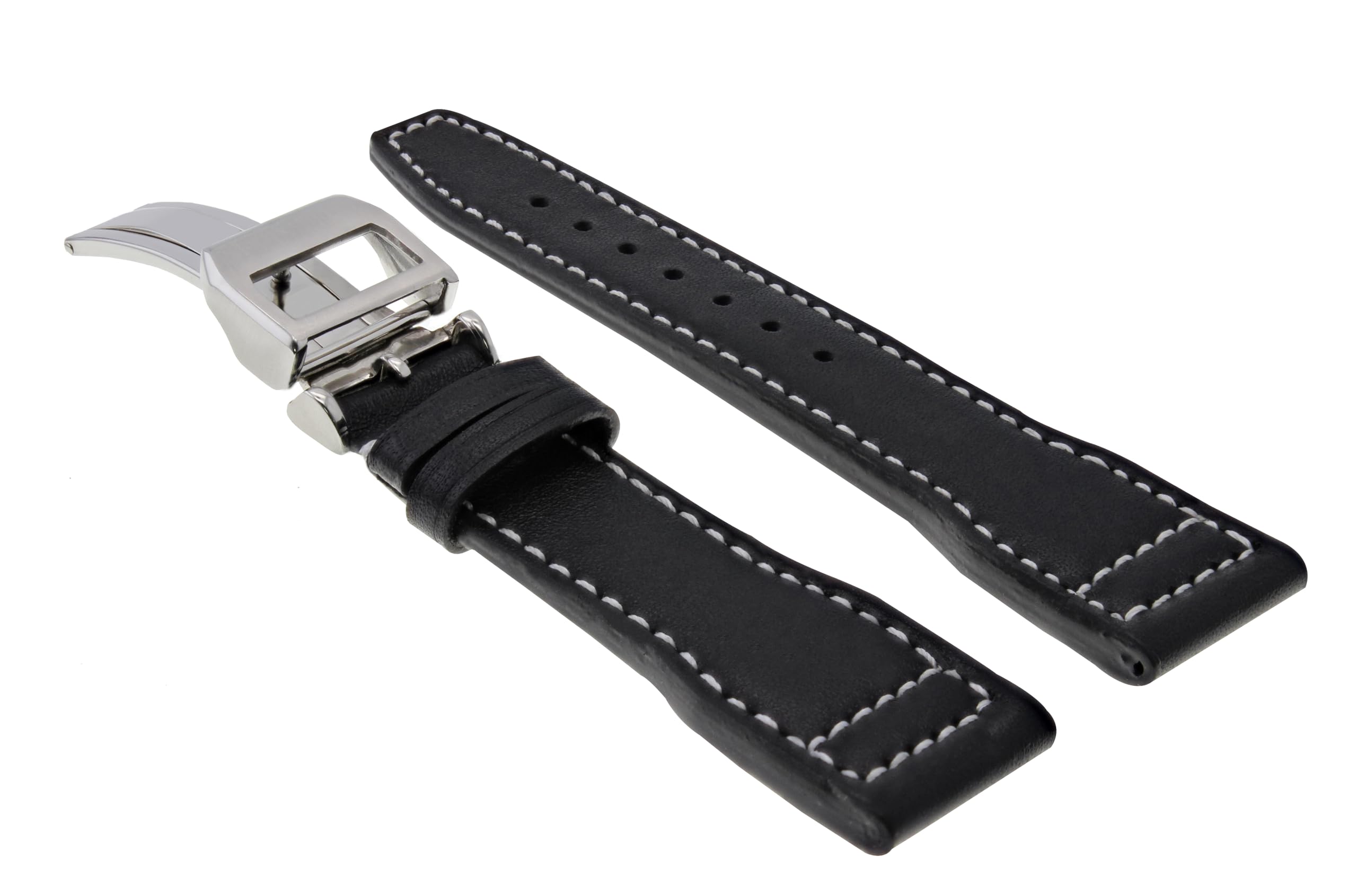 Ewatchparts 23MM LEATHER WATCH STRAP BAND COMPATIBLE WITH IWC PORTUGUESE PILOT AQUATIMER CLASP BLACK WS