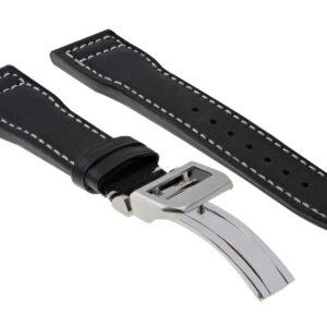 Ewatchparts 23MM LEATHER WATCH STRAP BAND COMPATIBLE WITH IWC PORTUGUESE PILOT AQUATIMER CLASP BLACK WS