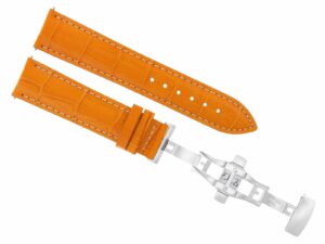 ewatchparts 22mm leather watch band strap compatible with mens iwc top gun deployment clasp orange ws