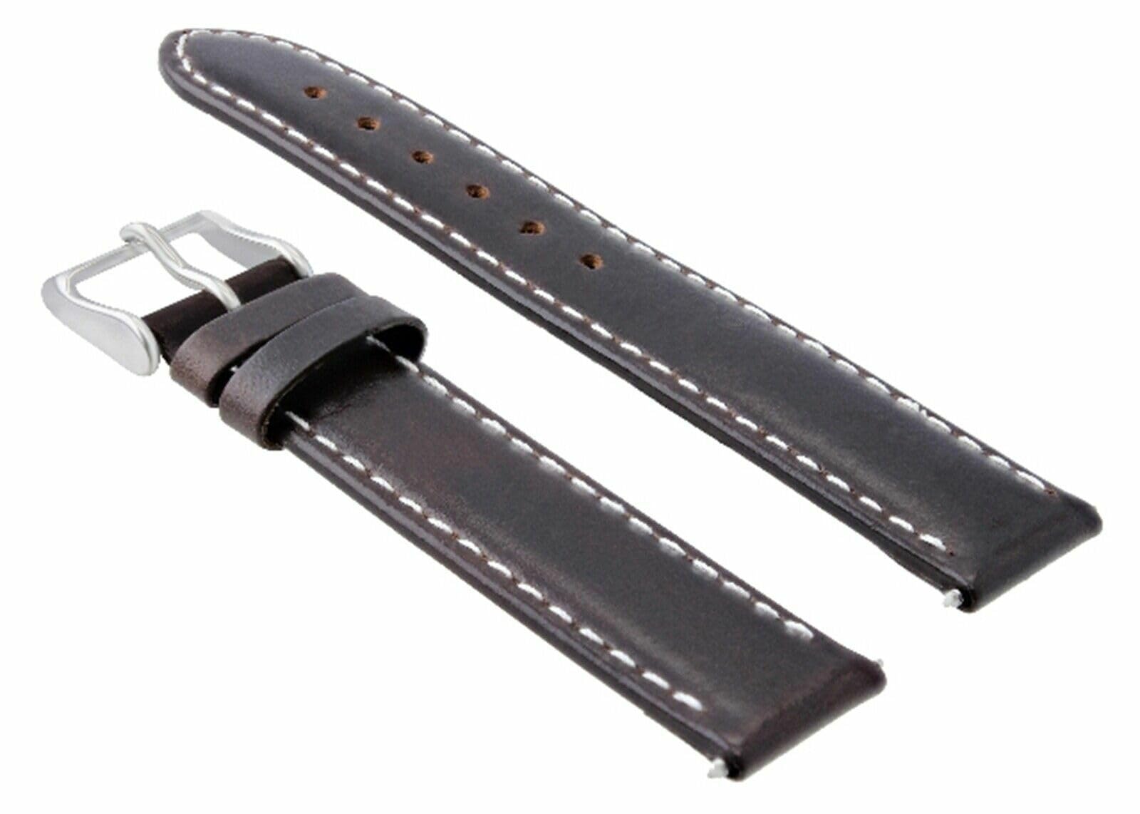 Ewatchparts 18MM SMOOTH LEATHER WATCH STRAP BAND COMPATIBLE WITH IWC PILOT PORTUGUESE TOP GUN D/BROWN WS