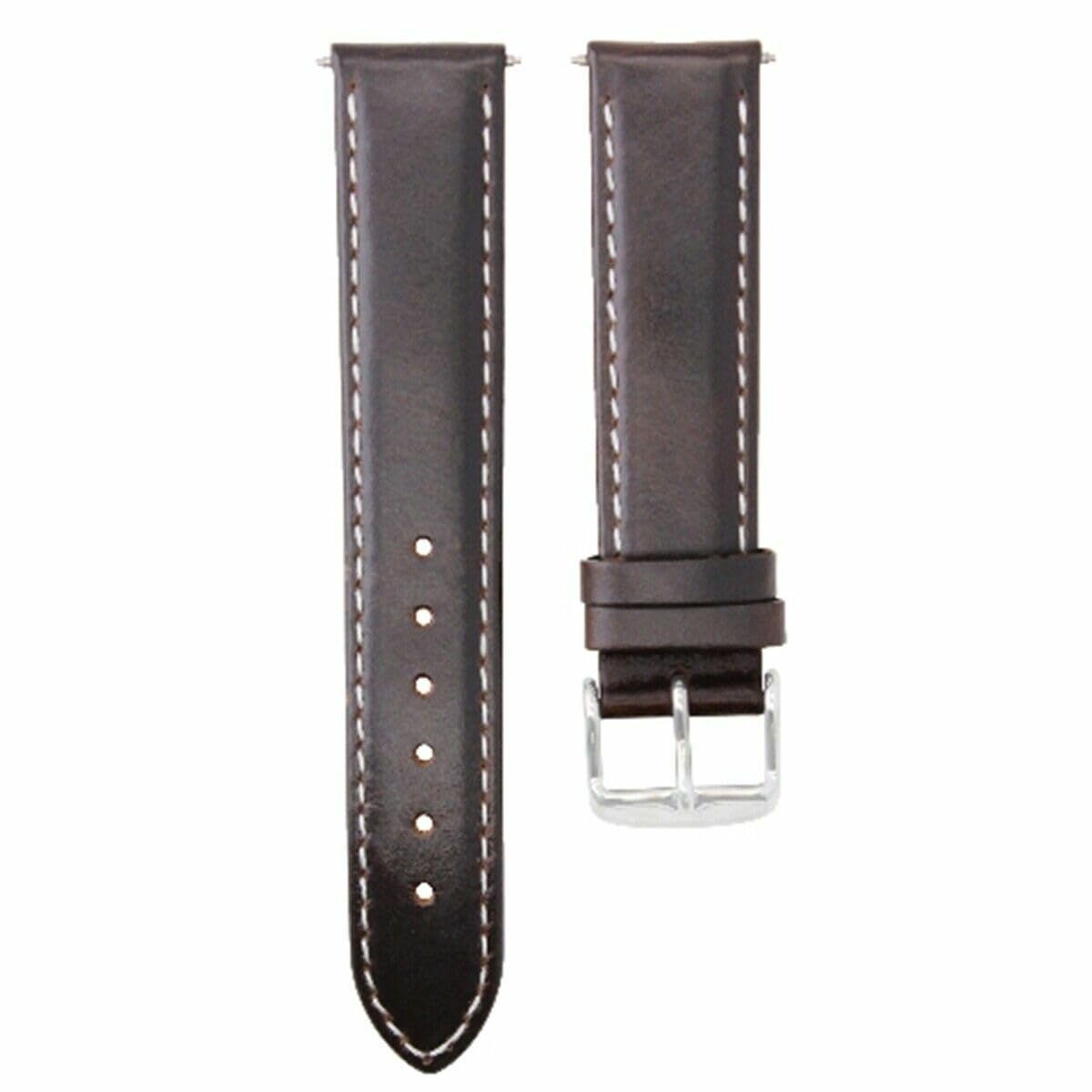 Ewatchparts 18MM SMOOTH LEATHER WATCH STRAP BAND COMPATIBLE WITH IWC PILOT PORTUGUESE TOP GUN D/BROWN WS