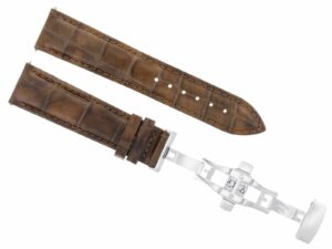 ewatchparts 22mm leather watch band strap compatible with iwc pilot portuguese top gun + clasp l/brown