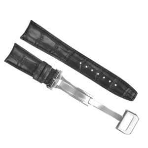 ewatchparts 22mm curved leather watch band strap compatible with iwc pilot portuguese + clasp black tq