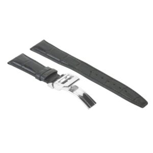 Ewatchparts 22MM CURVED LEATHER WATCH BAND STRAP COMPATIBLE WITH IWC PILOT PORTUGUESE + CLASP BLACK TQ