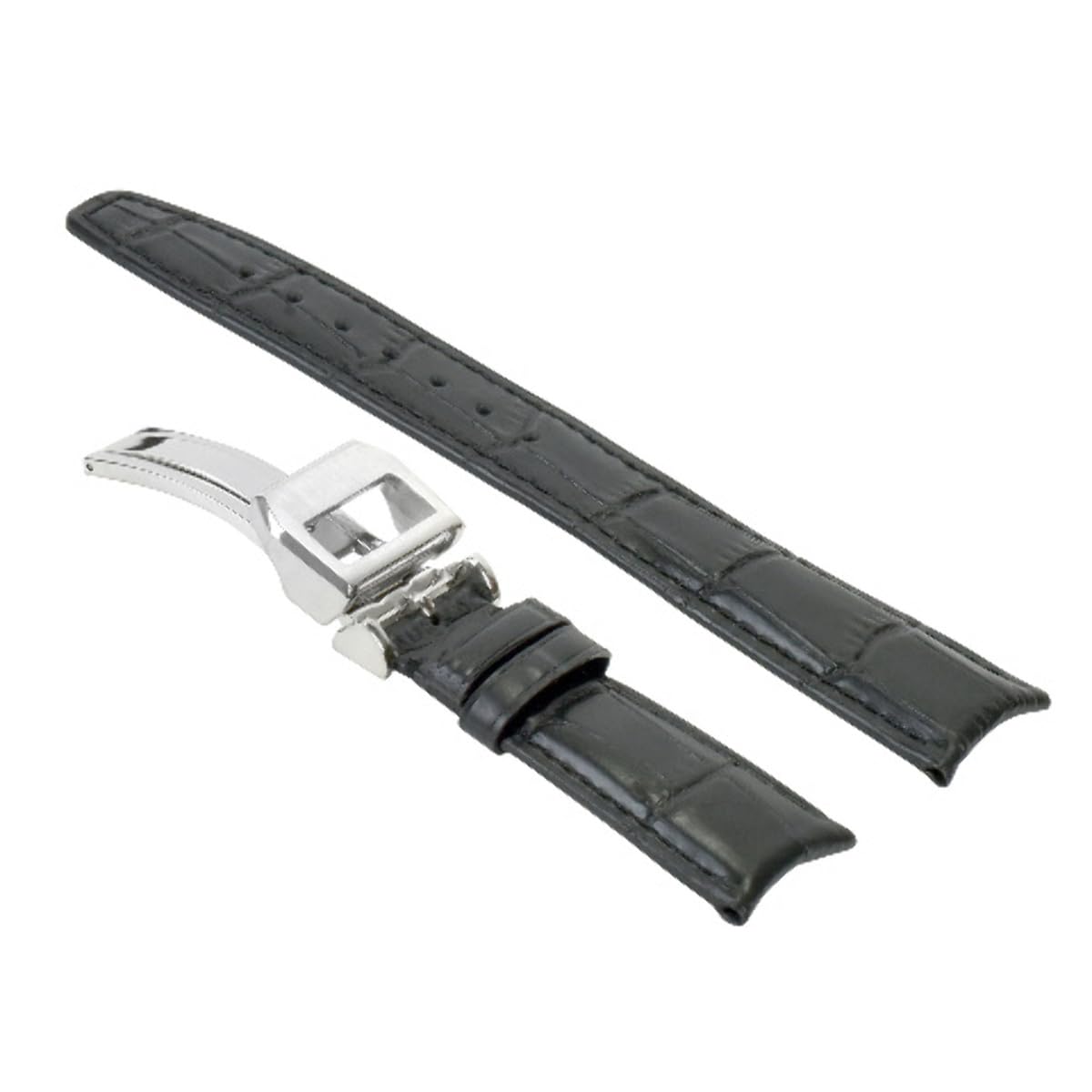 Ewatchparts 22MM CURVED LEATHER WATCH BAND STRAP COMPATIBLE WITH IWC PILOT PORTUGUESE + CLASP BLACK TQ