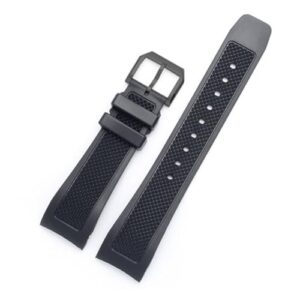 ineout 22mm black curved end soft silicone rubber watch band compatible with iwc portugieser yacht club chronograph iw390502 iw390209 watch strap (color : black black buckle, size : 22mm)