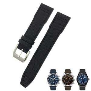 skm 20mm 21mm blue nylon watchband fit for iwc portofino big pilot iw3293 mark 18 tissot tag heuer seiko leather nylon watch strap (color : black pin, size : 20mm)