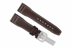 ewatchparts 23mm leather watch strap band compatible with iwc pilot portuguese top gun shiny clasp brown