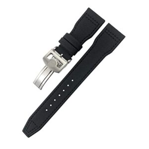 murve watchband 20mm 21mm 22mm for iwc le petit prince big pilot top gun iw3777 sport fiber canvas watch strap (color : black round buckle, size : 22mm)