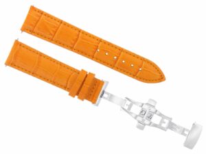 ewatchparts 19mm leather watch band strap for iwc pilot portuguese + deployment clasp orange