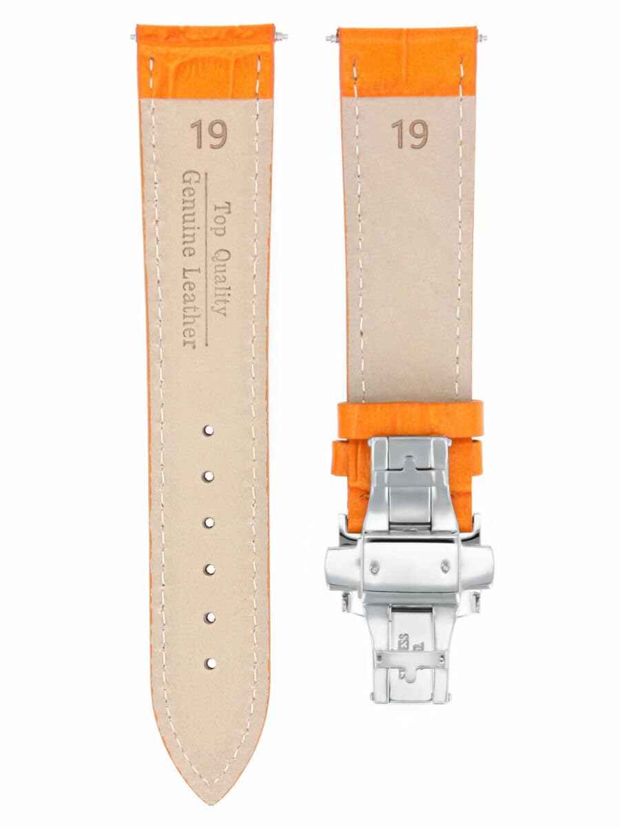 Ewatchparts 19MM LEATHER WATCH BAND STRAP FOR IWC PILOT PORTUGUESE + DEPLOYMENT CLASP ORANGE