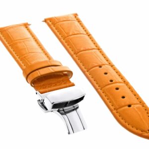 Ewatchparts 19MM LEATHER WATCH BAND STRAP FOR IWC PILOT PORTUGUESE + DEPLOYMENT CLASP ORANGE