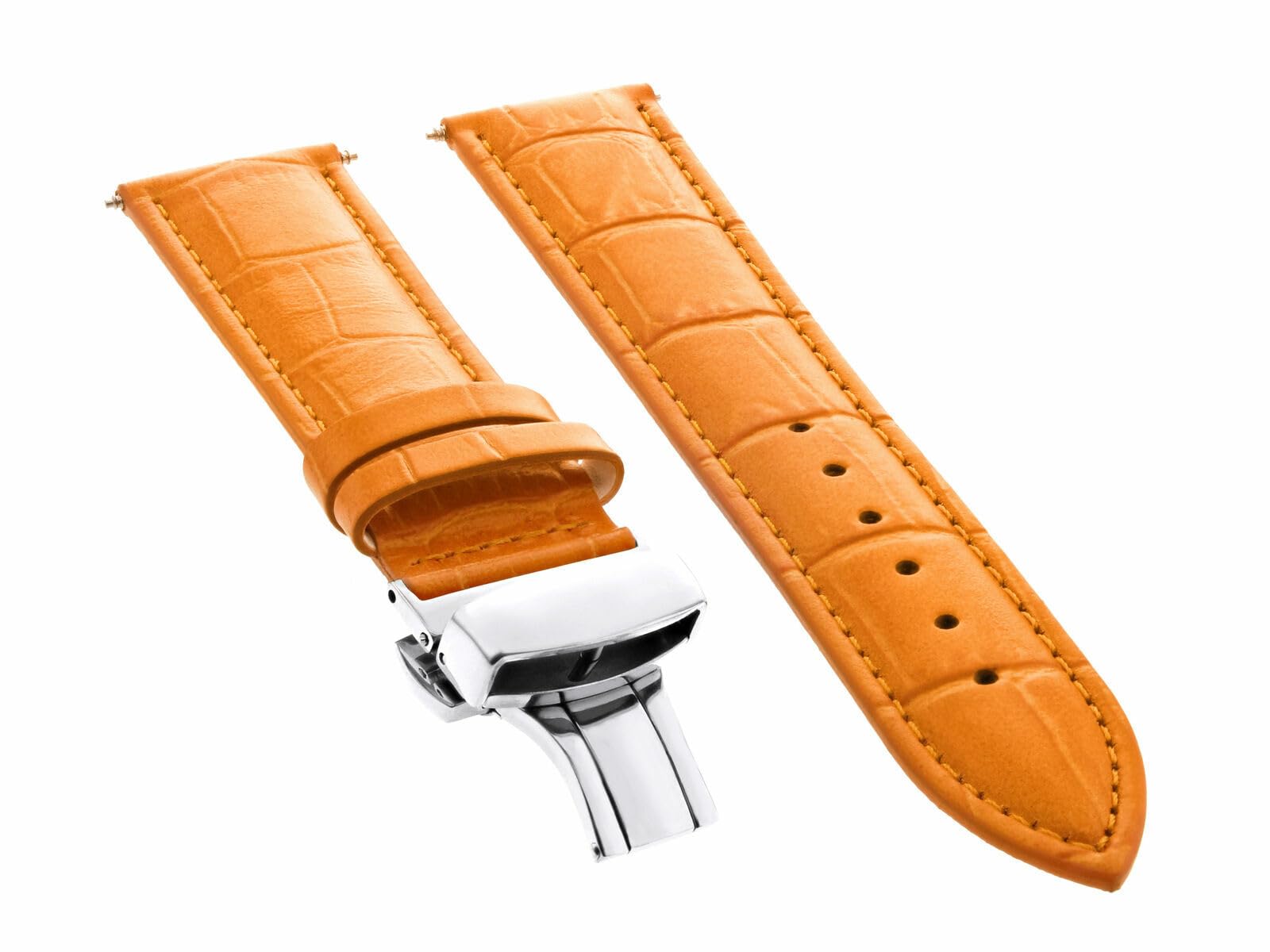 Ewatchparts 19MM LEATHER WATCH BAND STRAP FOR IWC PILOT PORTUGUESE + DEPLOYMENT CLASP ORANGE