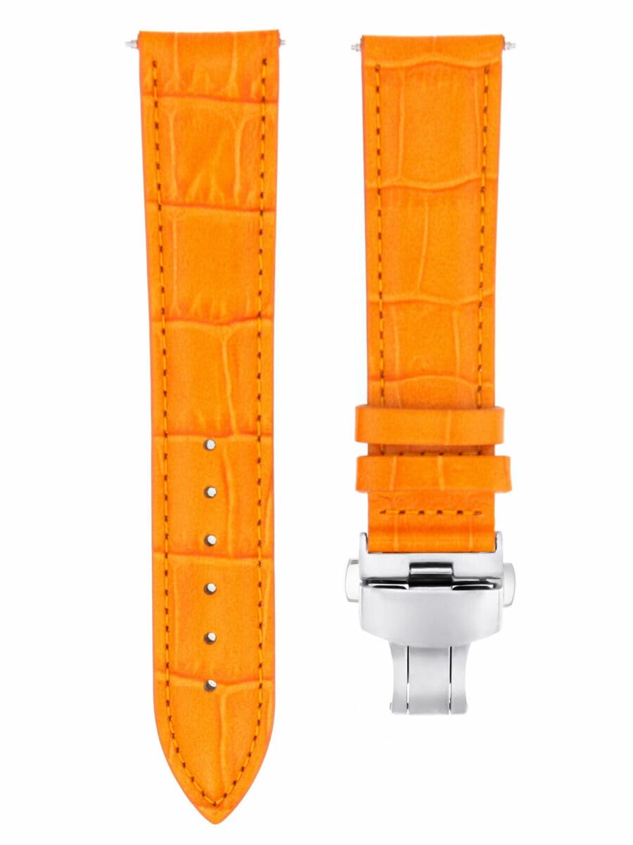 Ewatchparts 19MM LEATHER WATCH BAND STRAP FOR IWC PILOT PORTUGUESE + DEPLOYMENT CLASP ORANGE