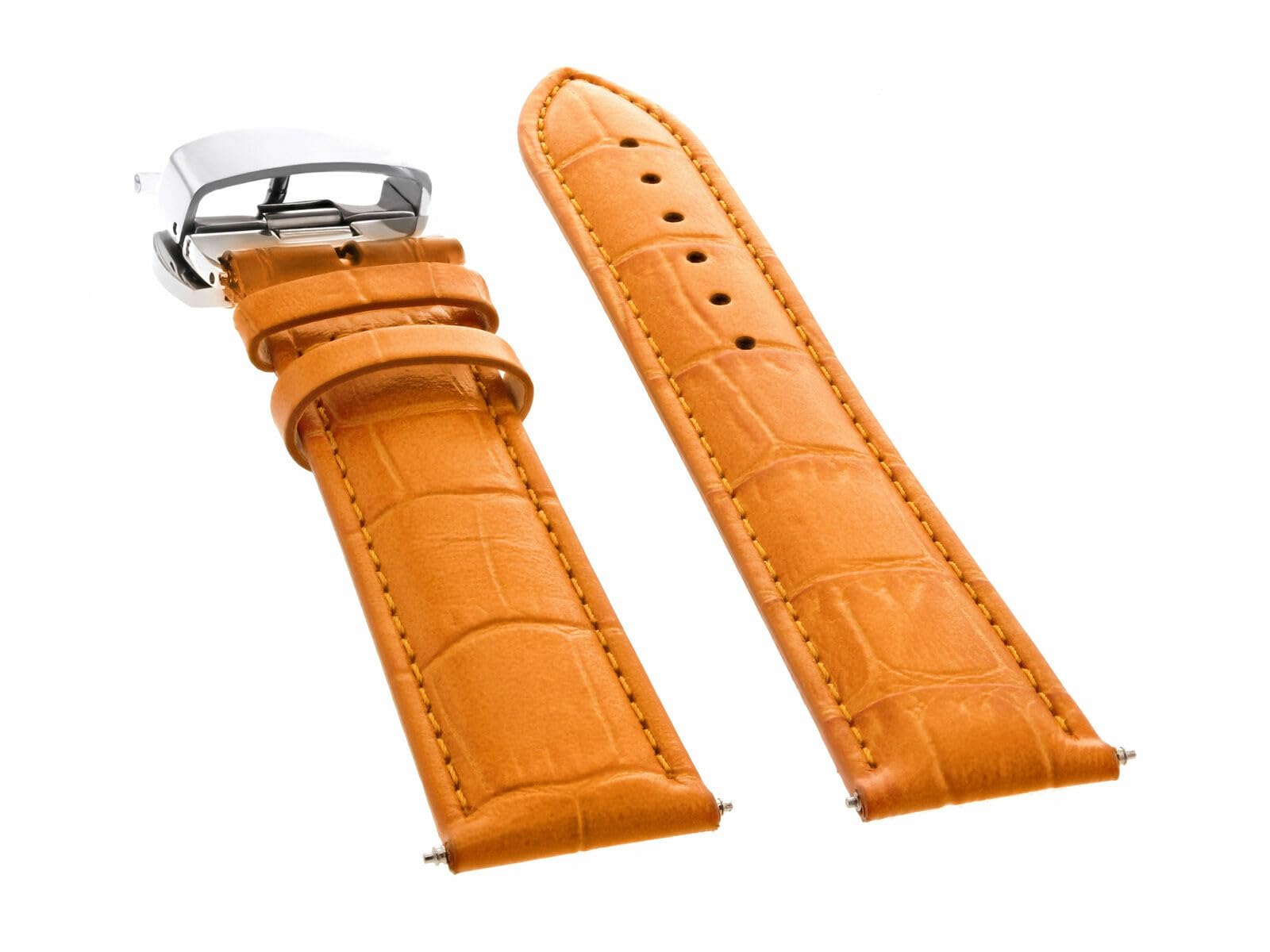 Ewatchparts 19MM LEATHER WATCH BAND STRAP FOR IWC PILOT PORTUGUESE + DEPLOYMENT CLASP ORANGE