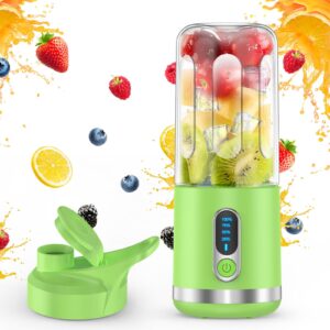 neza portable blender, personal blender shakes and smoothies, portable juicer usb c rechargeable, 15.2 oz multifunctional and bpa free mini blender, travel/gym/office, light green