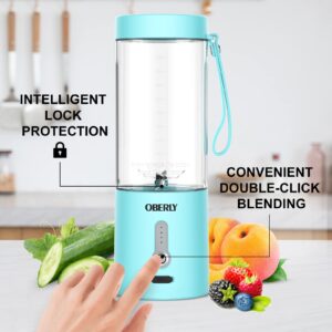 Portable Blender for Shakes and Smoothies, OBERLY Personal Travel Blender for Protein with 4000mAh USB Rechargeable Battery, Crush Ice, Frozen Fruit and Drinks, 18 oz Mini Travel Cup